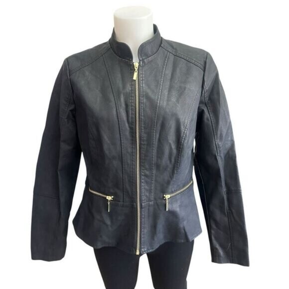 Baccini | Jackets & Coats | Baccini Blackzip Faux Leather Black Jean ...